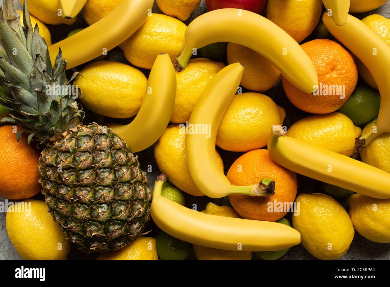 top view of colorful delicious summer fruits Stock Photo - Alamy