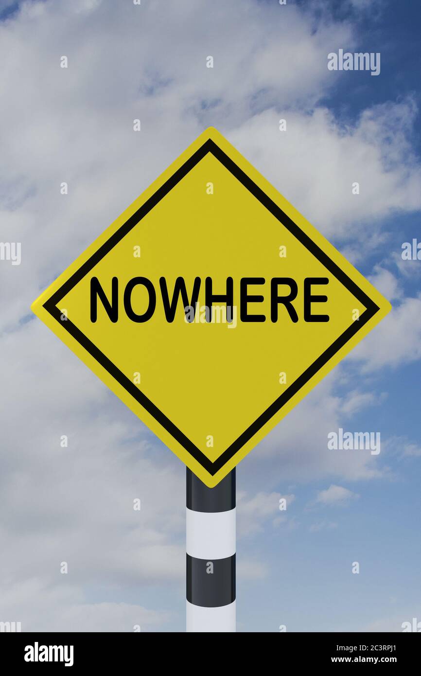 3D illustration of NOWHERE script on road sign Stock Photo - Alamy