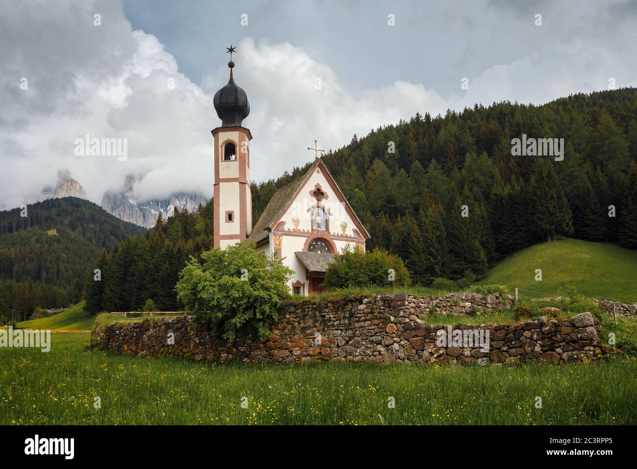 Amazing view of Chiesetta di San Giovanni in Ranui at sunset Stock ...