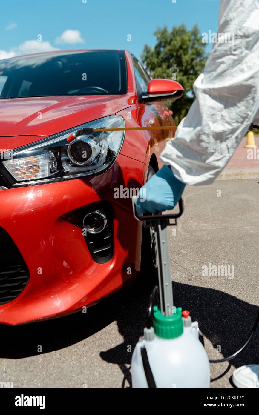 Workman spray car disinfectant hi-res stock photography and images - Alamy
