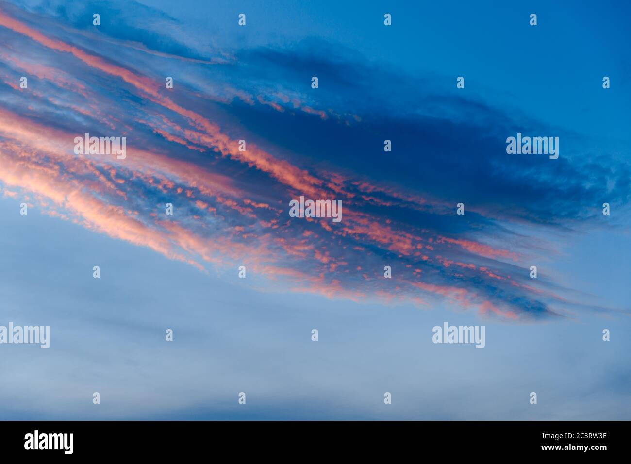Dark blue sky before sunset with beautiful awesome clouds. Colorful ...