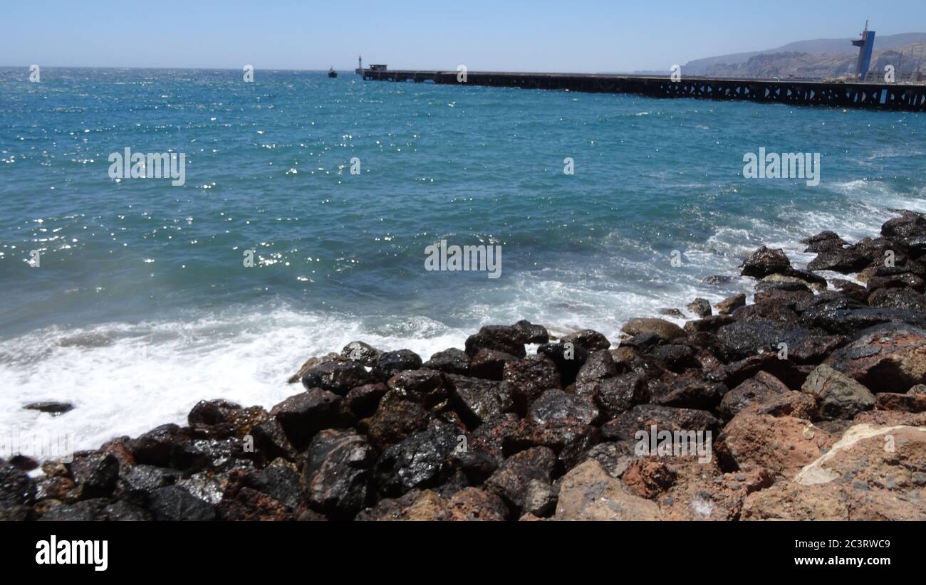 The beautiful Mediterranean Sea in Almeria, a Spanish city in the south ...