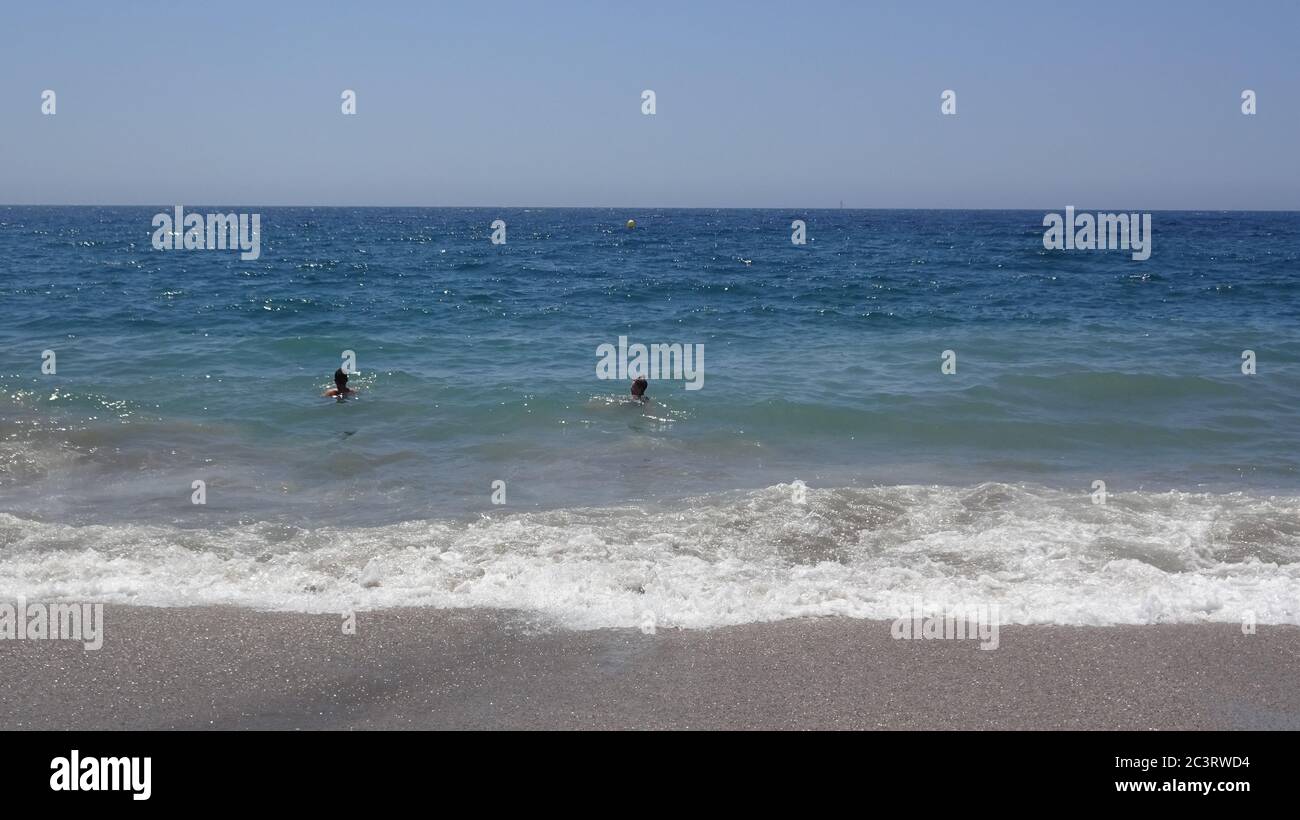 The beautiful Mediterranean Sea in Almeria, a Spanish city in the south ...