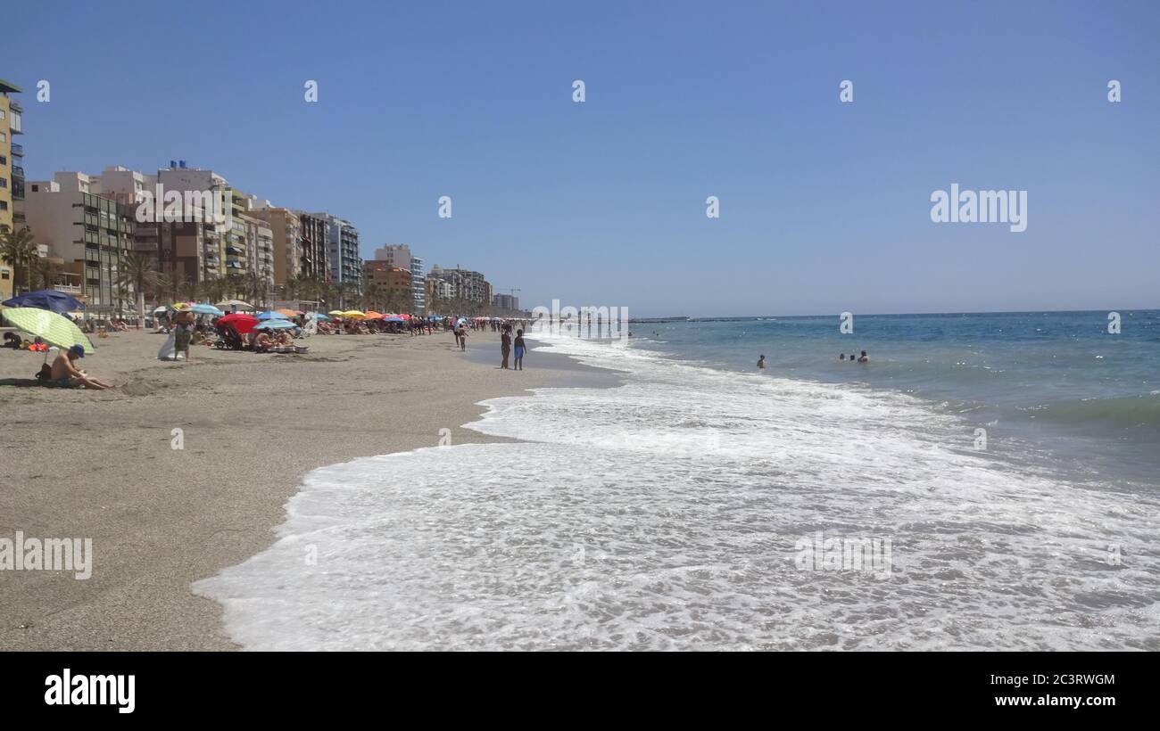 The beautiful Mediterranean Sea in Almeria, a Spanish city in the south ...