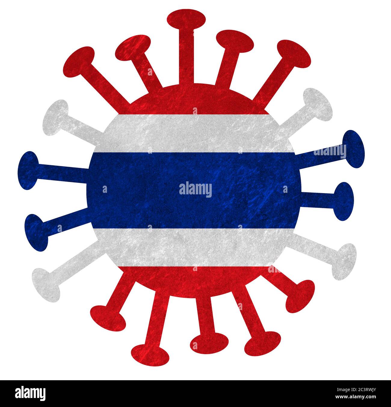 The national of Thailand flag with corona virus or bacteria - Isolated ...