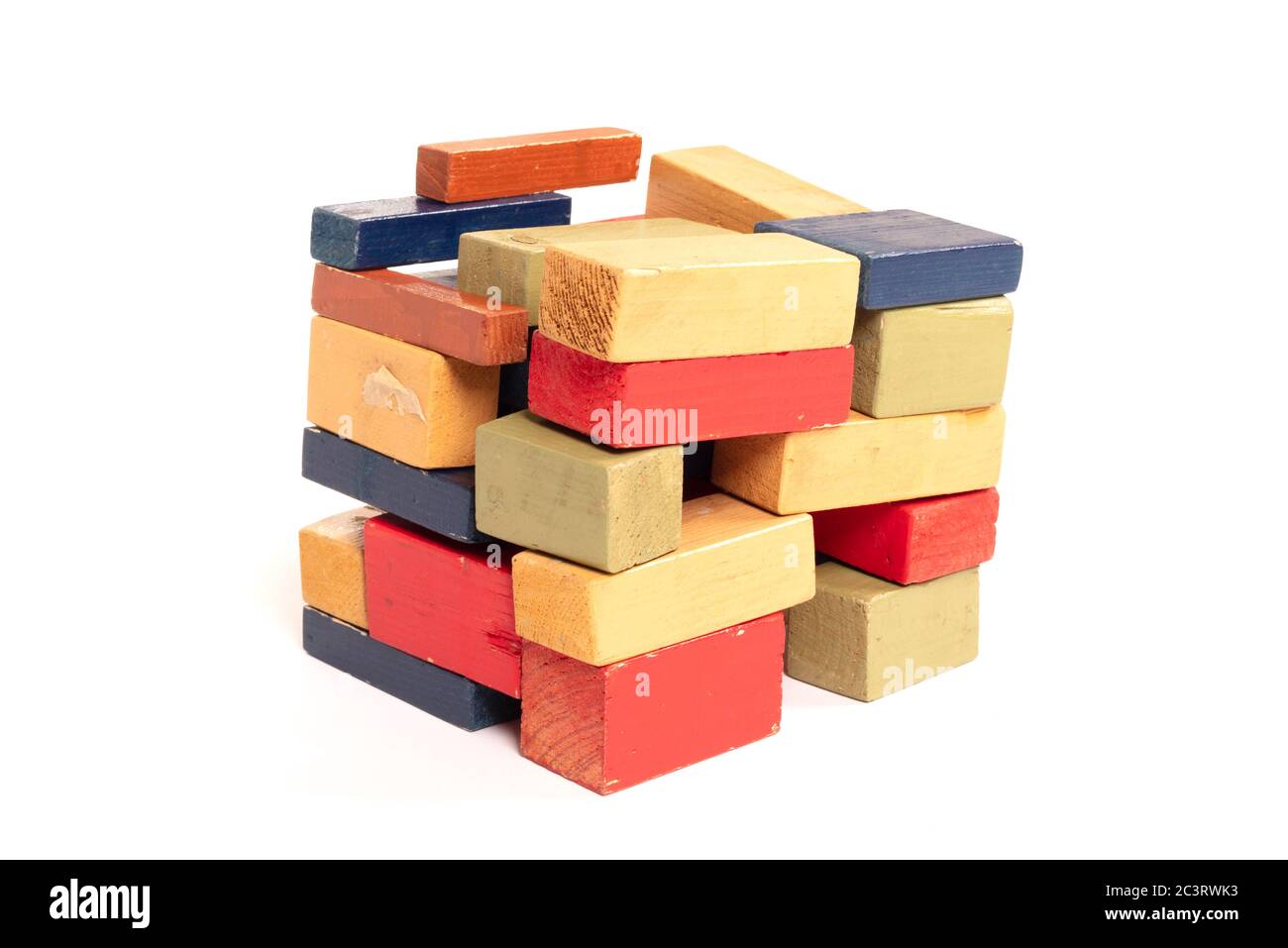 Vintage wooden blocks isolated on a white background Stock Photo - Alamy