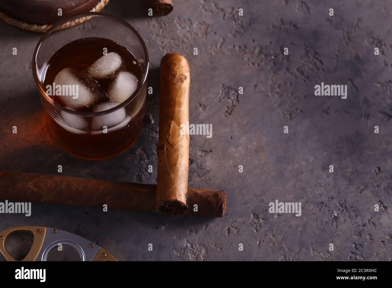 still life with cigars and alcohol men's history Stock Photo - Alamy