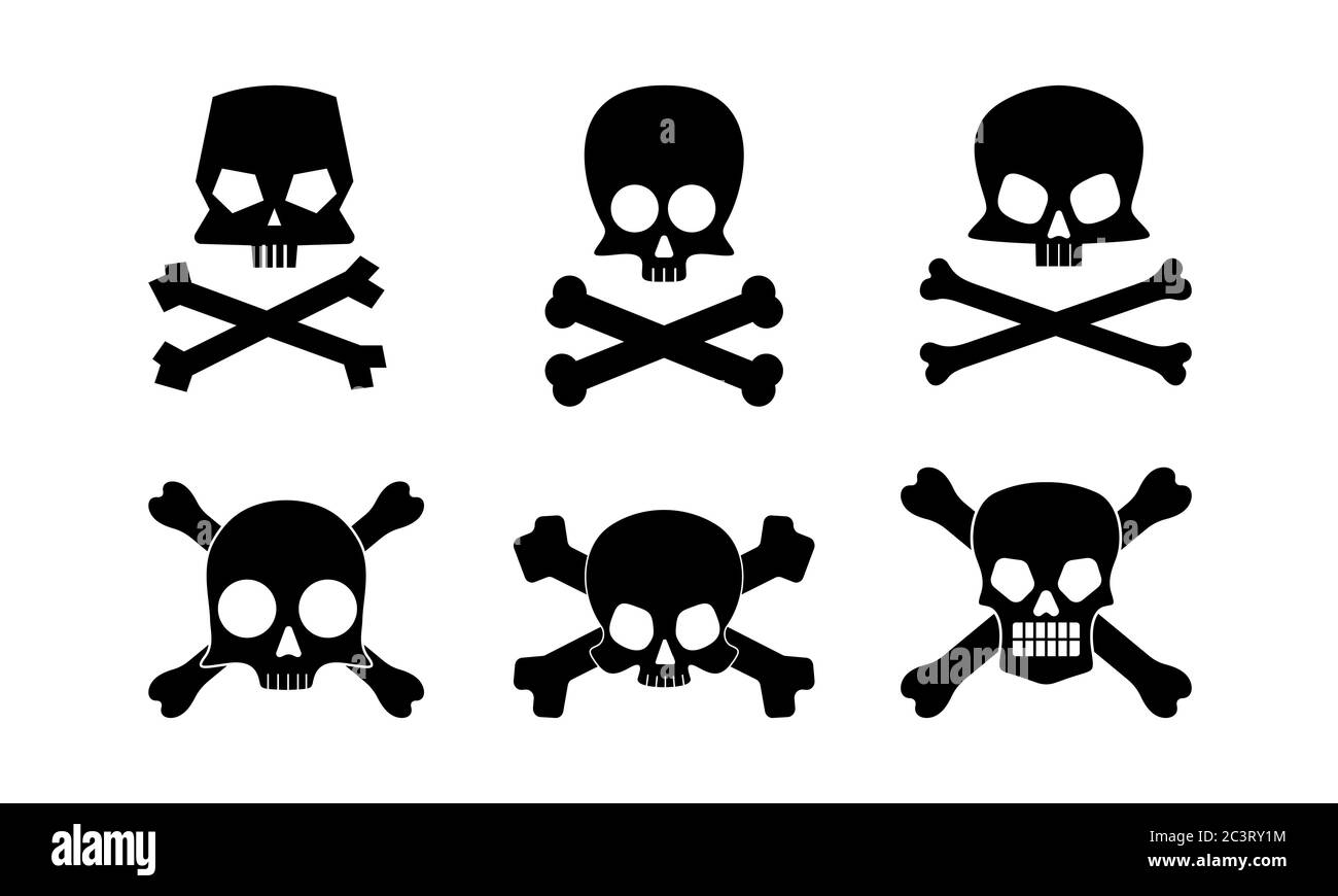 Skull and crossbones silhouettes collection. Jolly Roger set. Vector ...