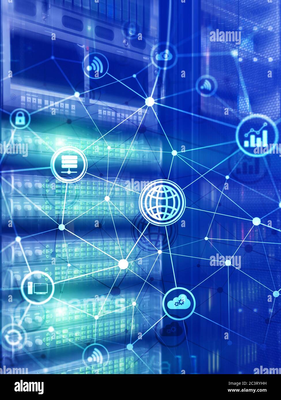 Computing concept. Technology infrastructure cloud computing and communication on data center ...