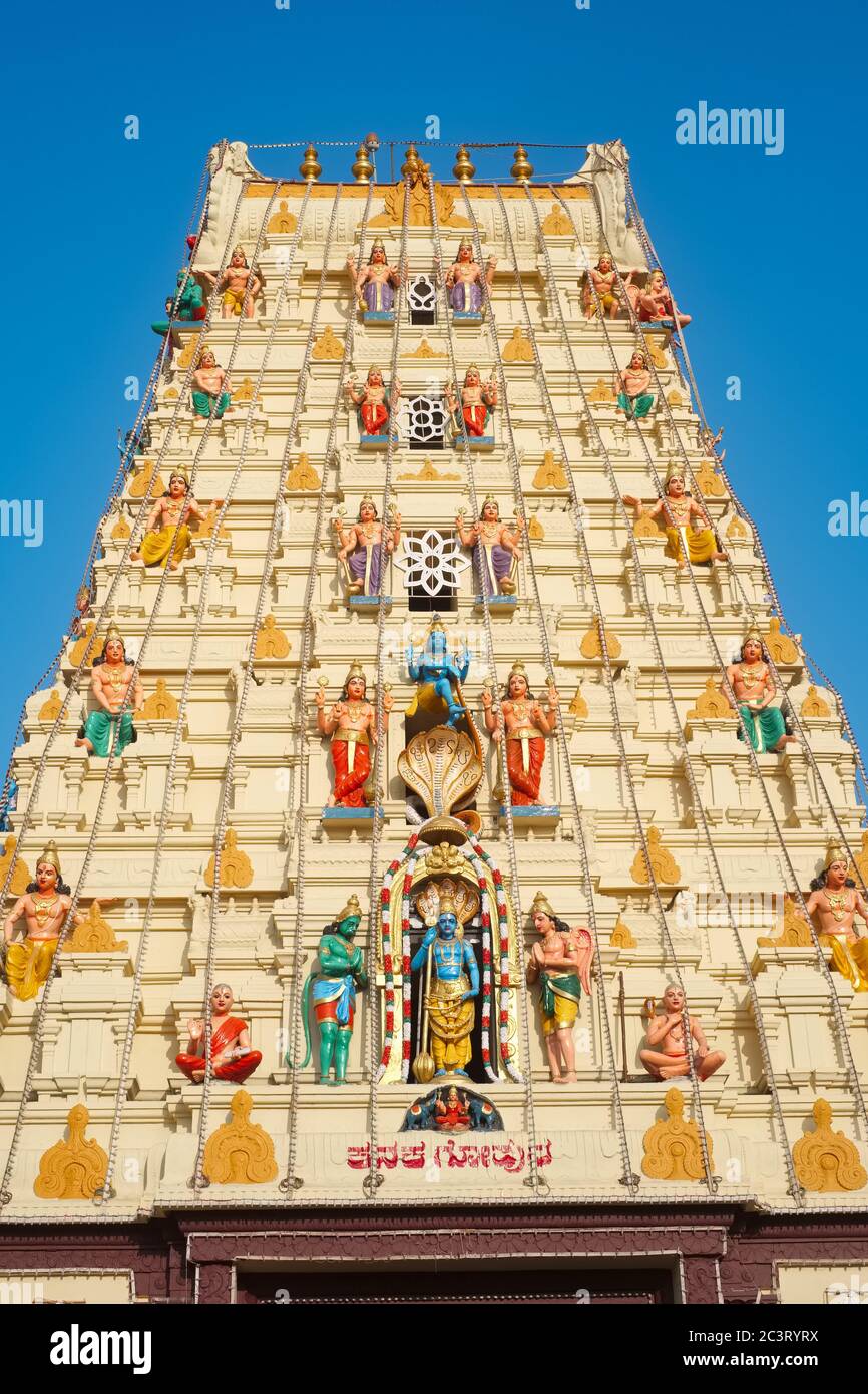 The gopuram (temple entrance tower) of Balkrishna Temple in Udipi ...