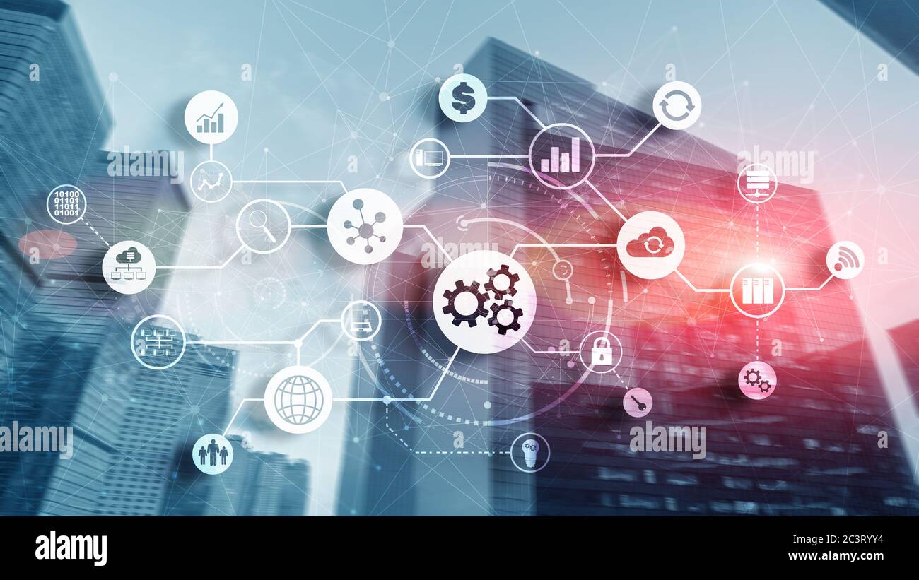Fintech, Financial Technology and Business concept on modern city ...
