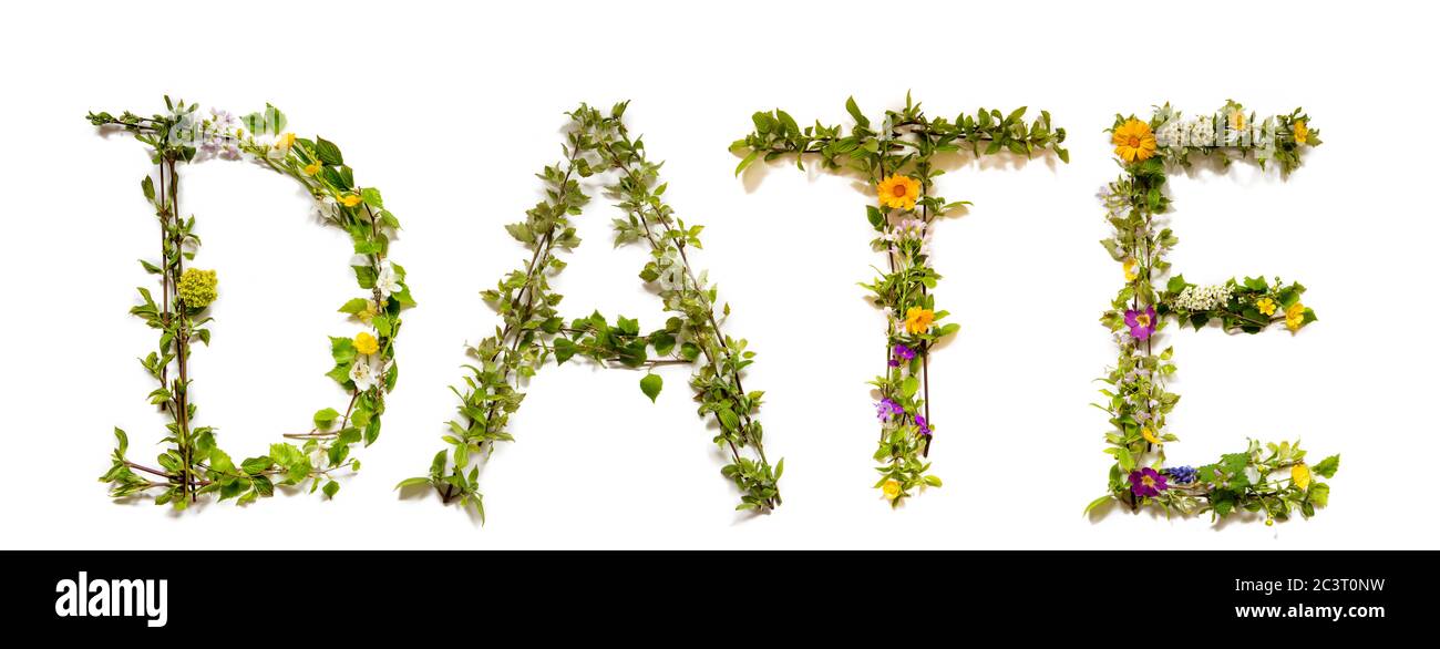 Flower And Blossom Letter Building Word Date Stock Photo - Alamy