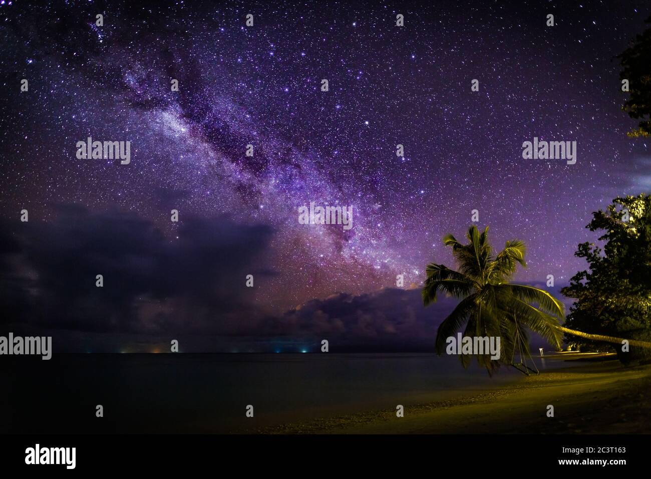 Amazing night photo with milky way, stars and bright galaxy view ...