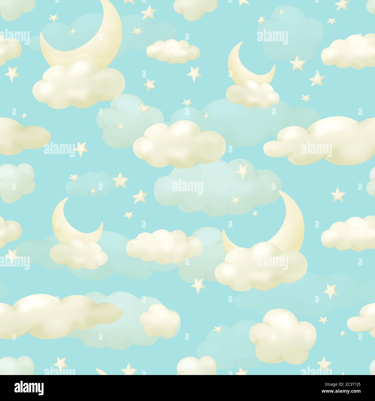 Baby cartoon style sky seamless pattern hand drawn illustration Stock ...