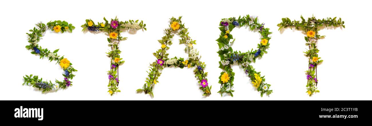 Flower And Blossom Letter Building Word Start Stock Photo - Alamy