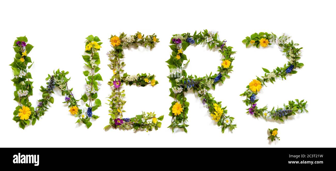 Flower And Blossom Letter Building Word Wer Means Who Stock Photo - Alamy