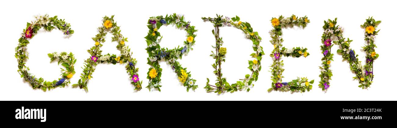 Flower And Blossom Letter Building Word Garden Stock Photo - Alamy