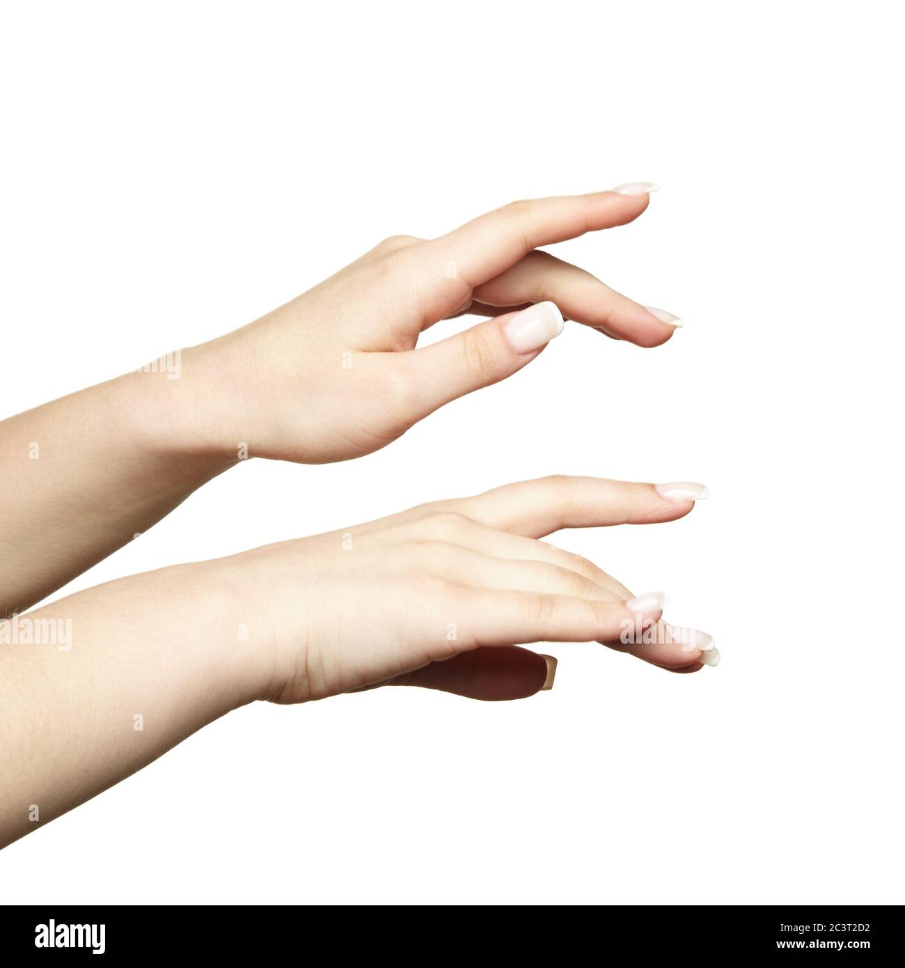 Female hands with woman's professional natural perfect french nails ...