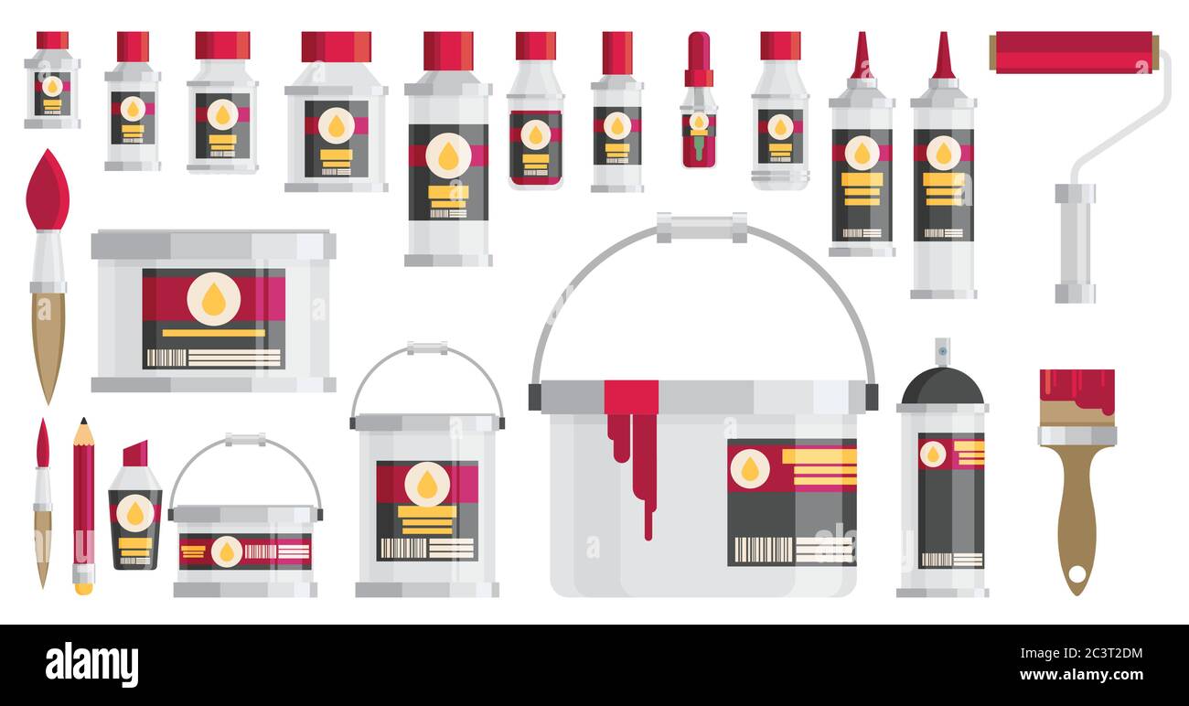 Flat design vector illustration icons set of art supplies, art ...