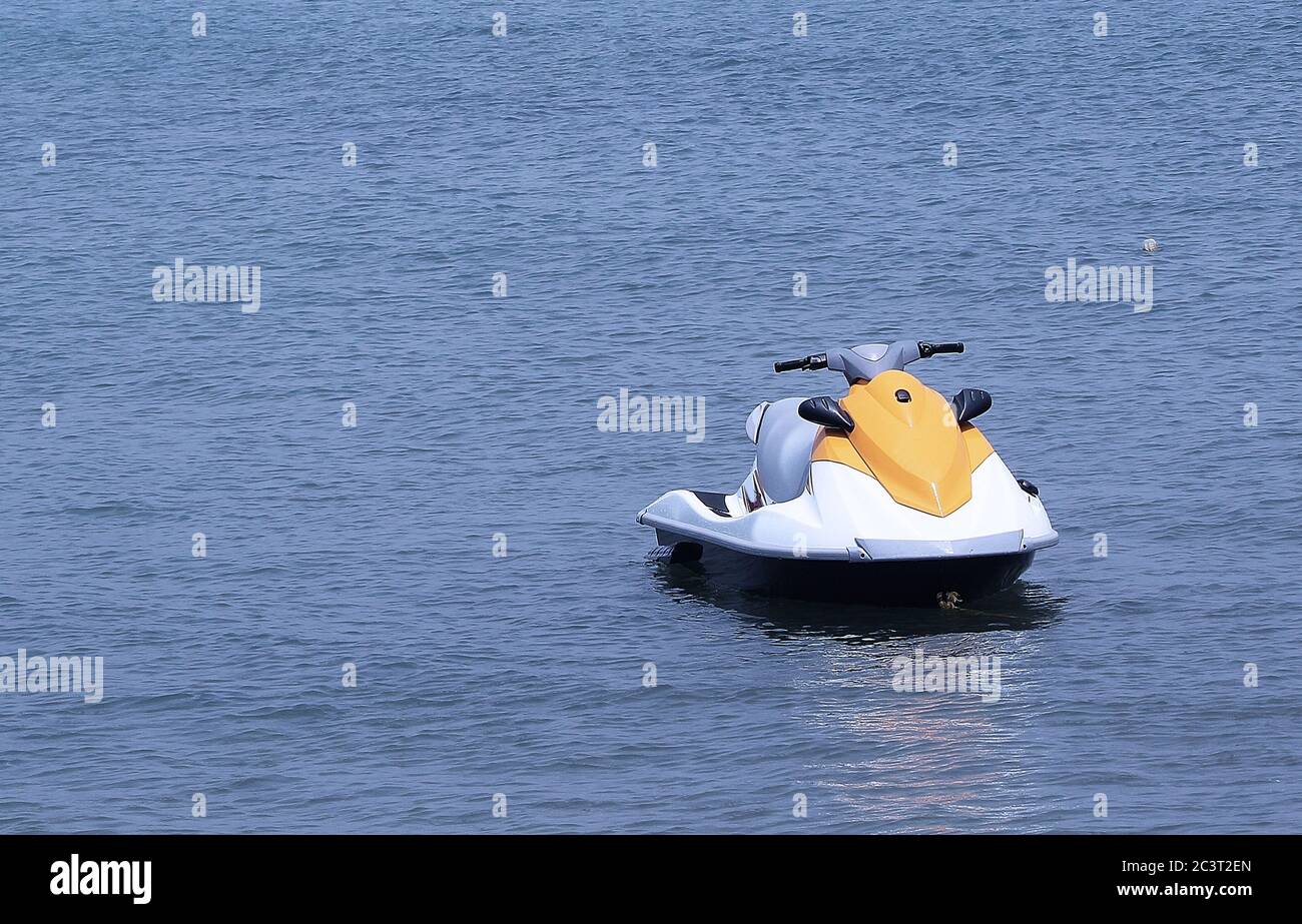 Close up of a jet ski floating on sea water Stock Photo - Alamy
