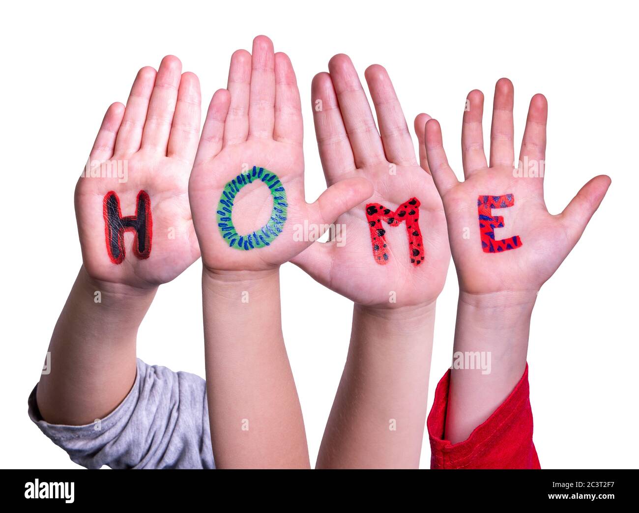 Children Hands Building Word Home, Isolated Background Stock Photo - Alamy