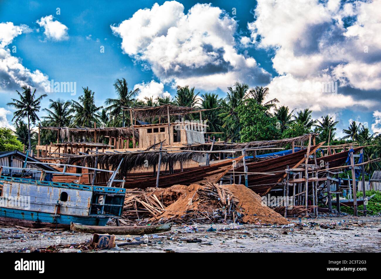 Shipyard in Tana Beru, Sulawesi, one of the four Great Sunda Islands ...