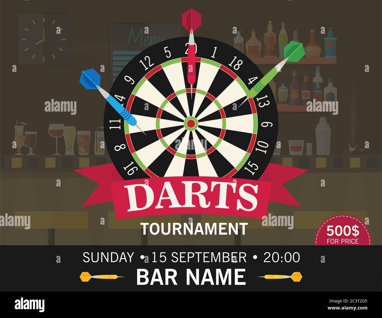 Game illustration with darts in flat design style Stock Vector Image ...