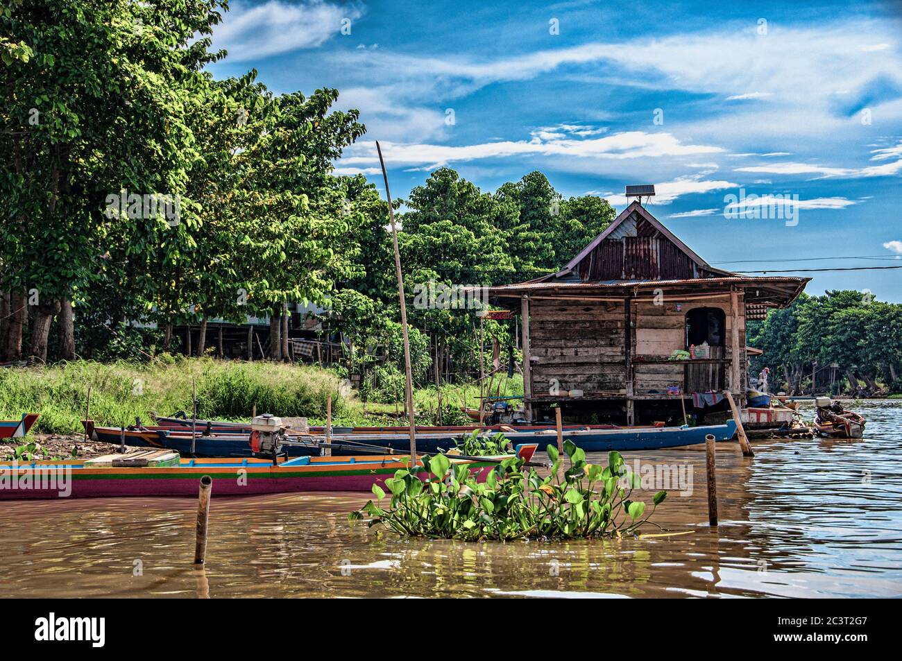 Fishers hut in Danau Tempe, Tempe Lake near Sengkang, Sulawesi, one of ...
