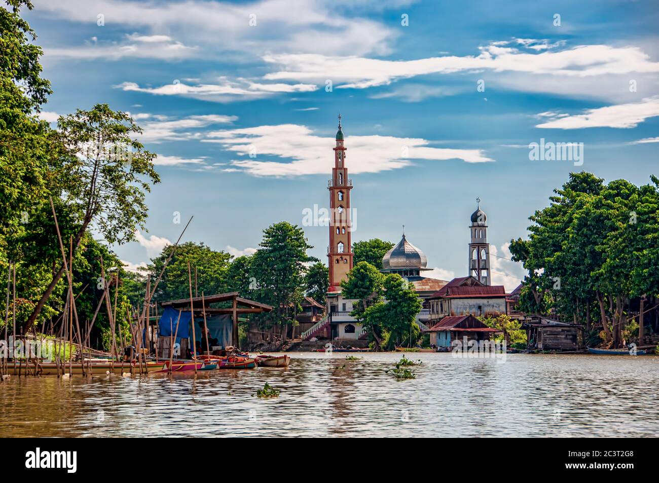Mosque in Danau Tempe, Tempe Lake near Sengkang, Sulawesi, one of the ...