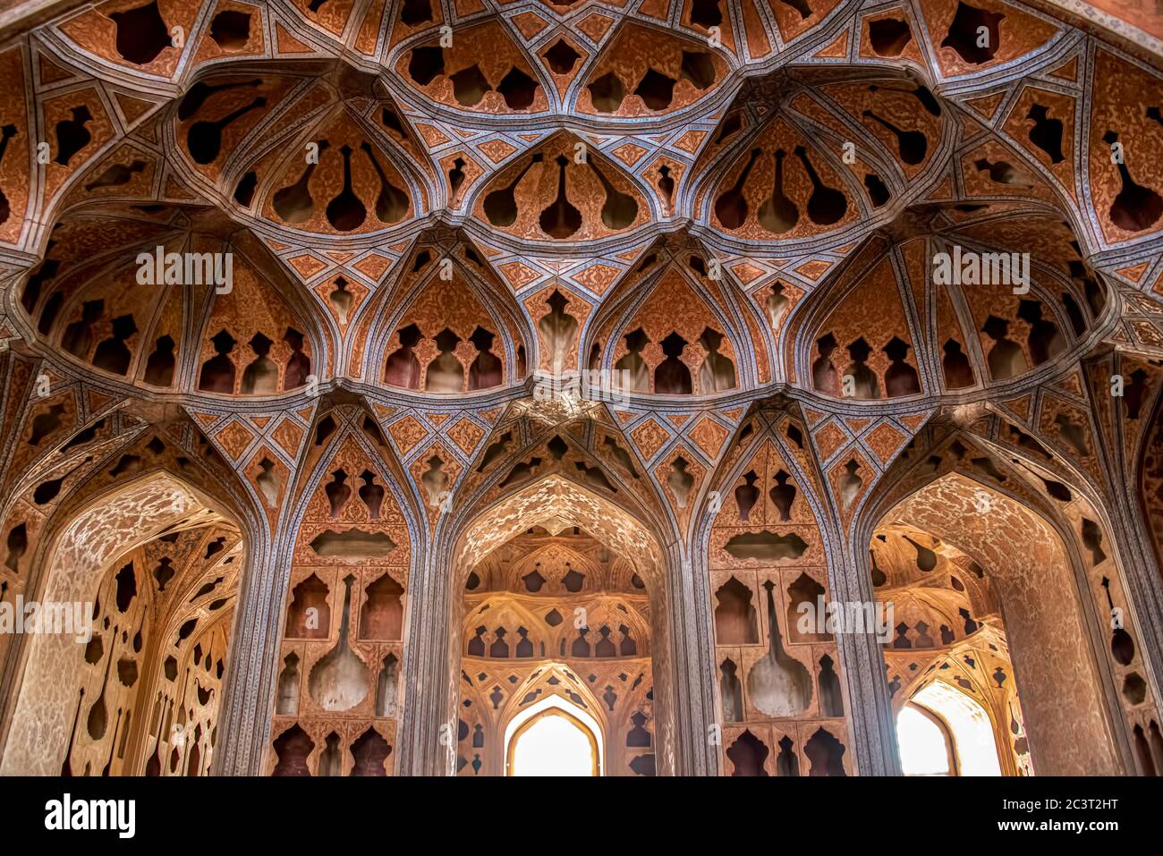 Music Hall wall decoration, Ali Qapu Palace, Isfahan, Iran Stock Photo ...