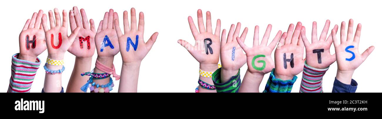 Children Hands Building Word Human Rights, Isolated Background Stock ...