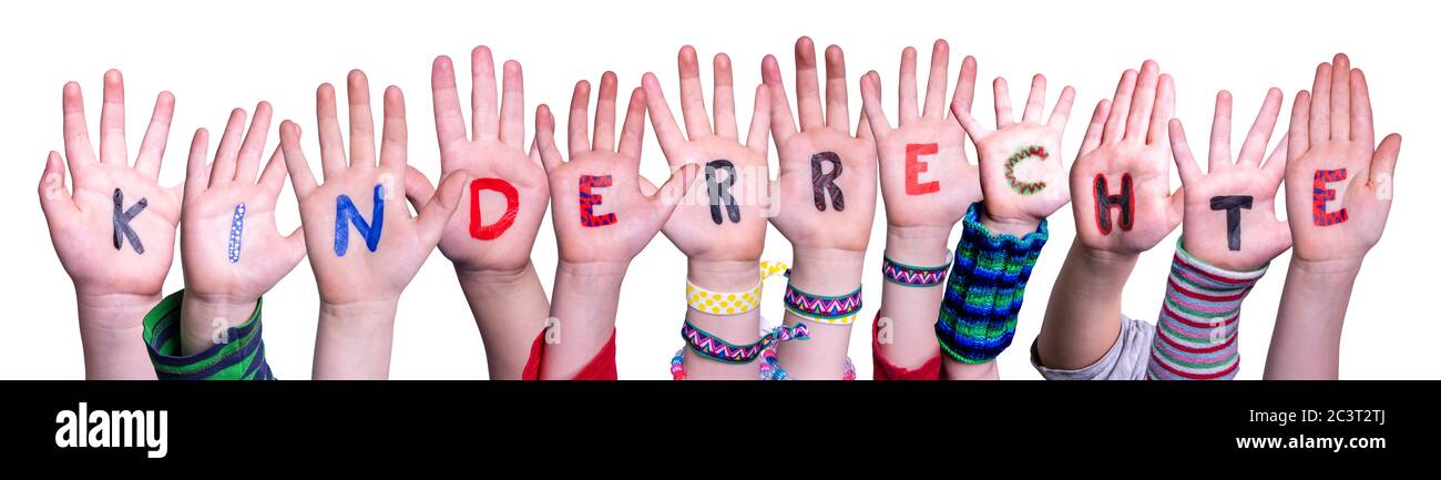 Children Hands Building Kinderrecht Means Children Rights, Isolated ...
