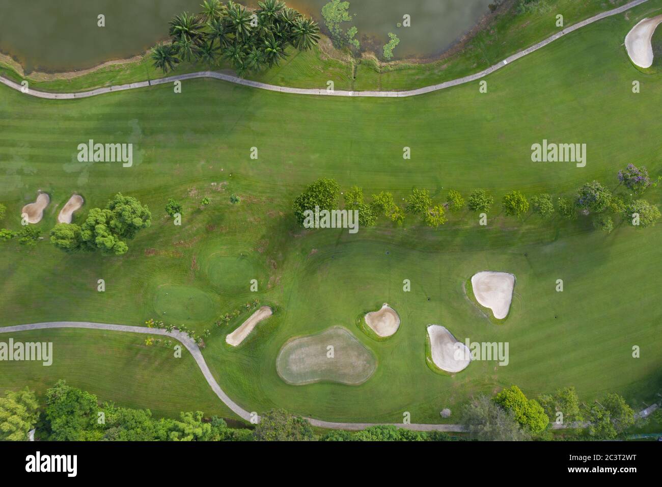 Aerial view putting green and beautiful turf golf course in Kota ...