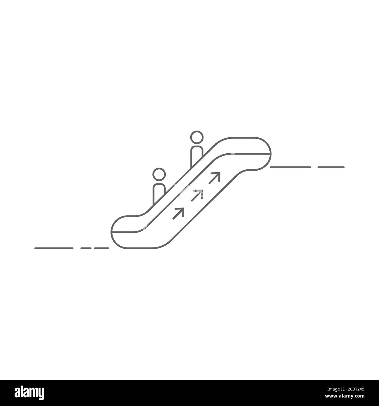 Escalator going down Information signal linear icon with arrow. Stock ...