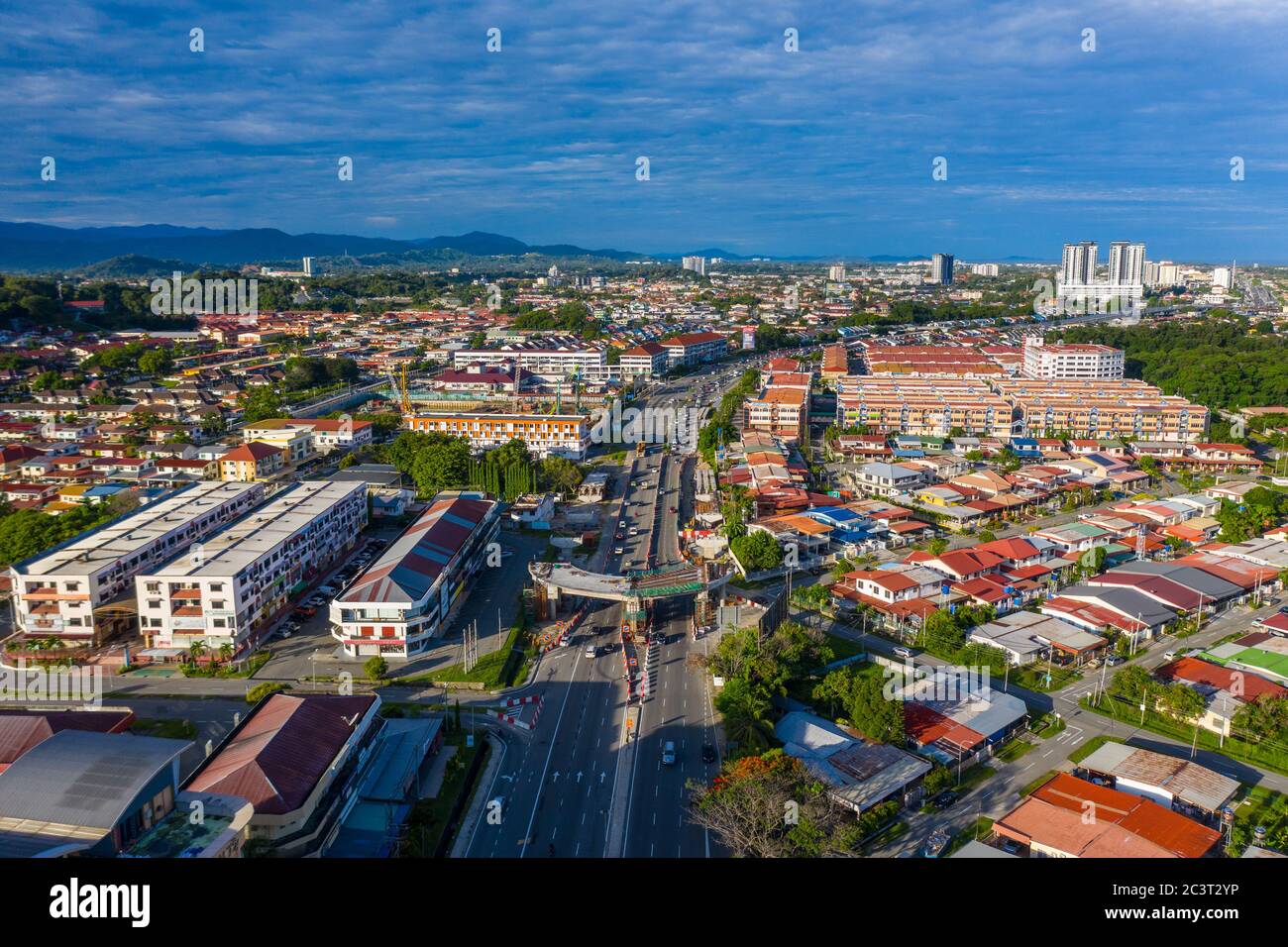 Aerial image of car moving on Kota Kinabalu City, Sabah, Malaysia Stock ...