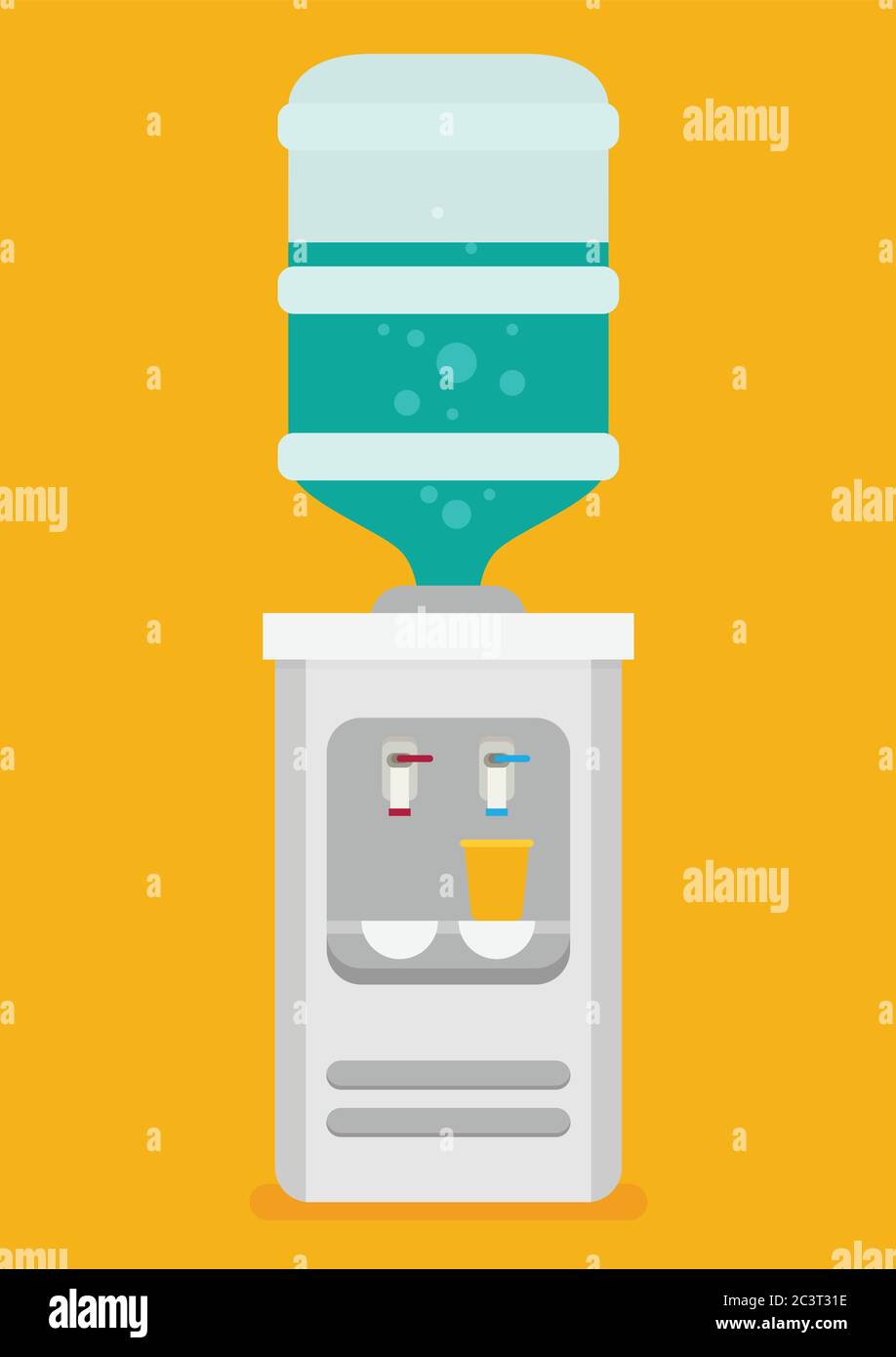 Flat vector icon for water cooler. Gray water cooler with blue full ...