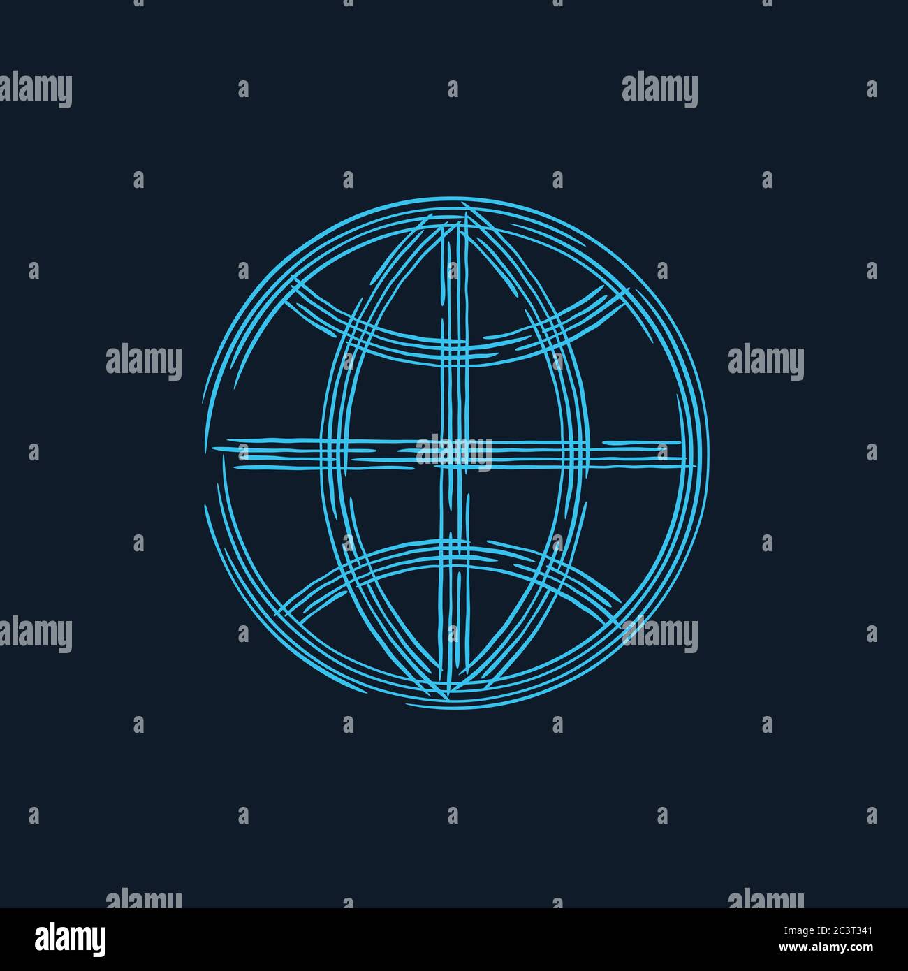 Hand drawn vector globe icon in linear brush style. Stock vector ...