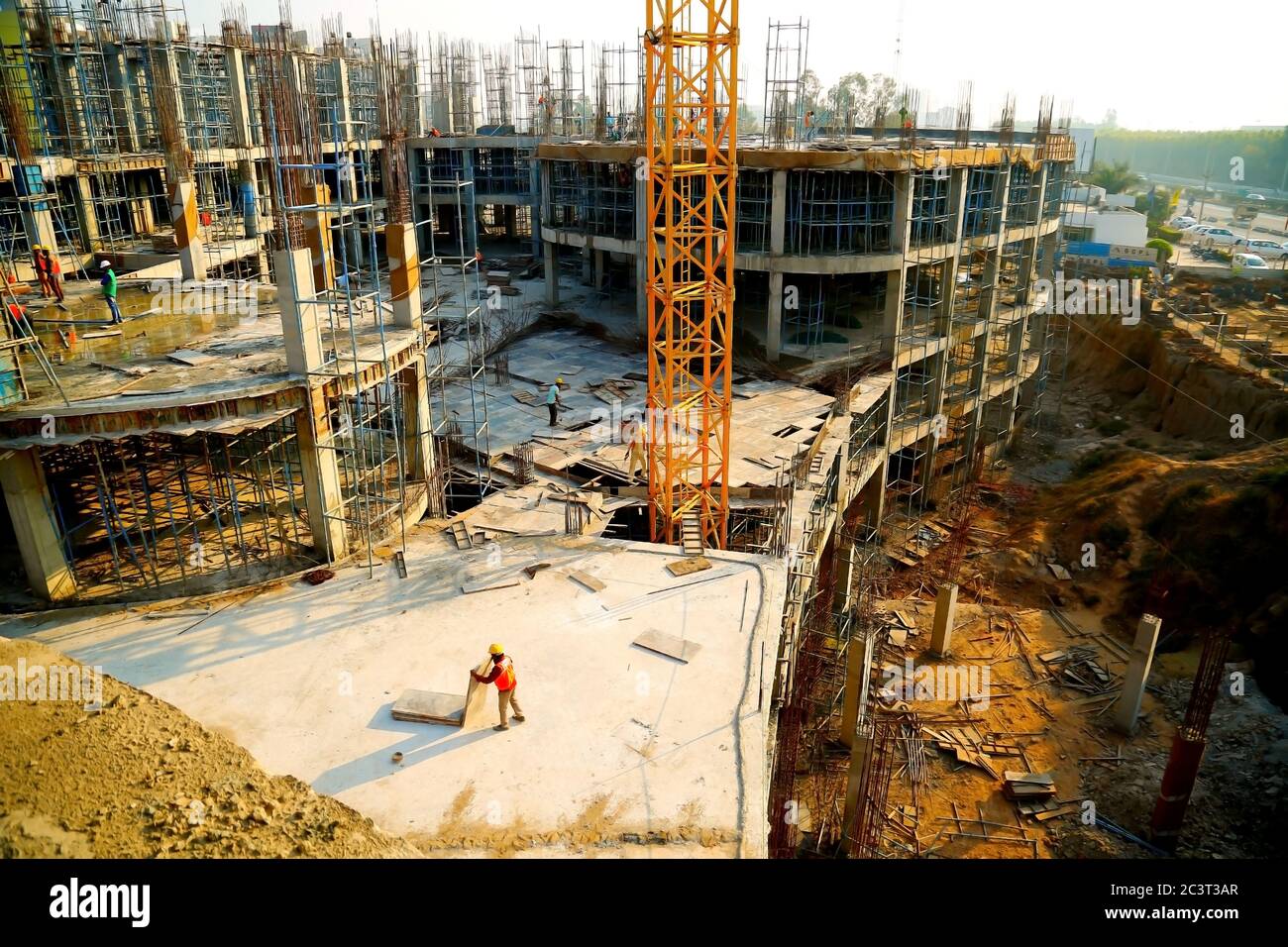 mumbai, India - march 2018 : Top View of new construction of building ...