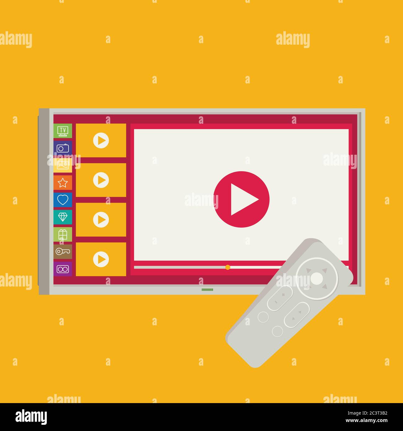 Vector smart tv concept - illustration in flat style with apps and ...
