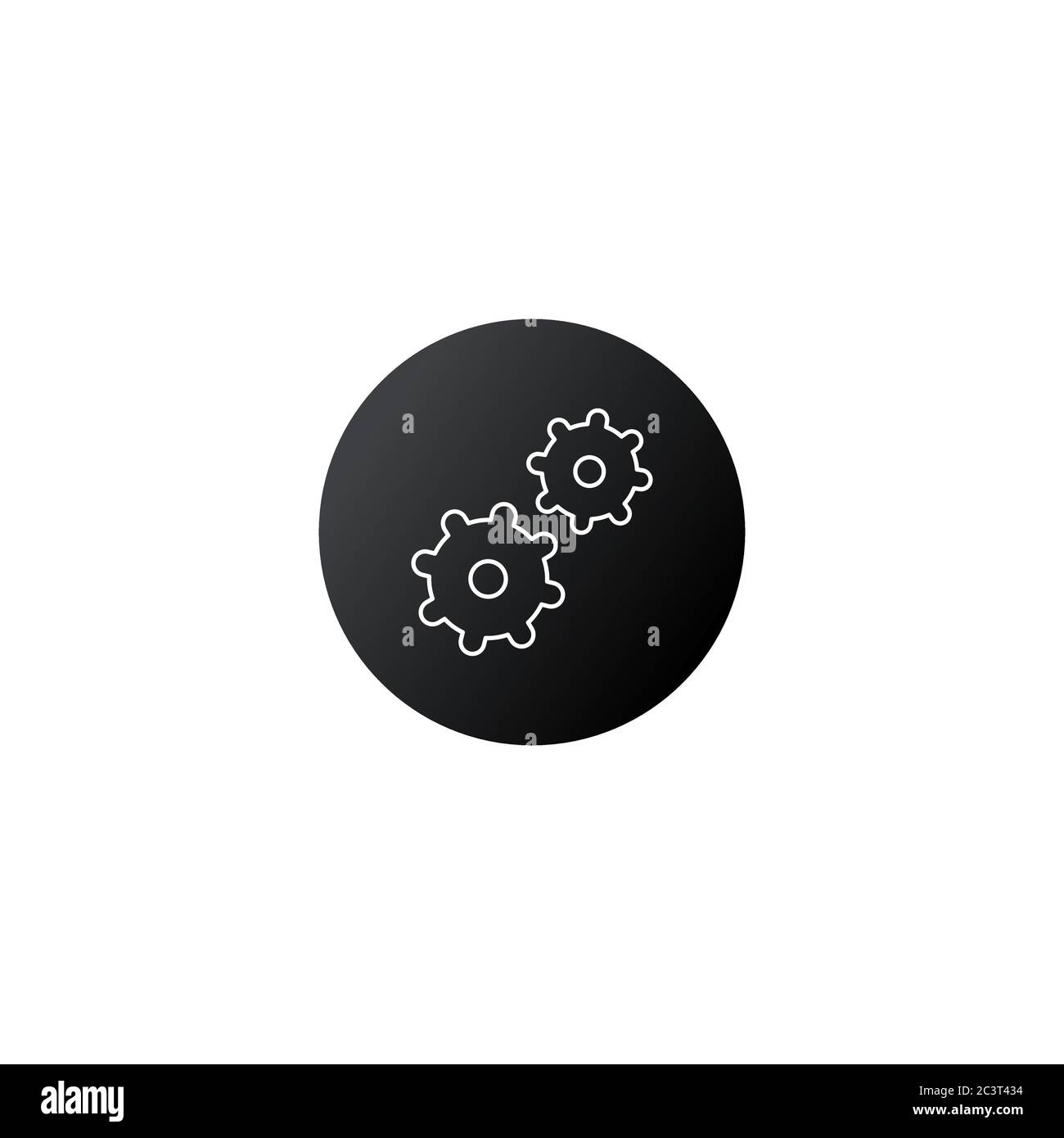Two linear gear wheels in circle. mechanic symbol. teamwork concept ...