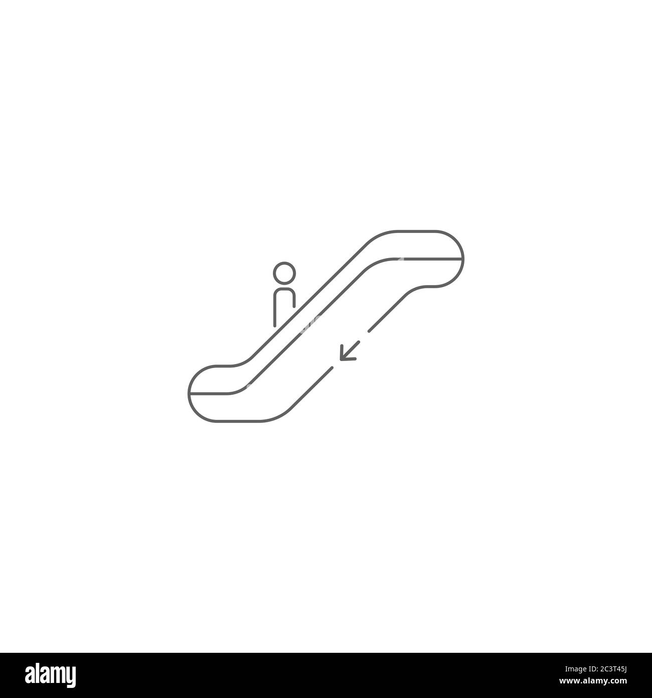 Escalator going down Information signal linear icon with arrow. Stock ...