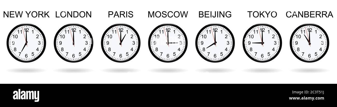 Clocks at different times on a white background Stock Vector Image ...