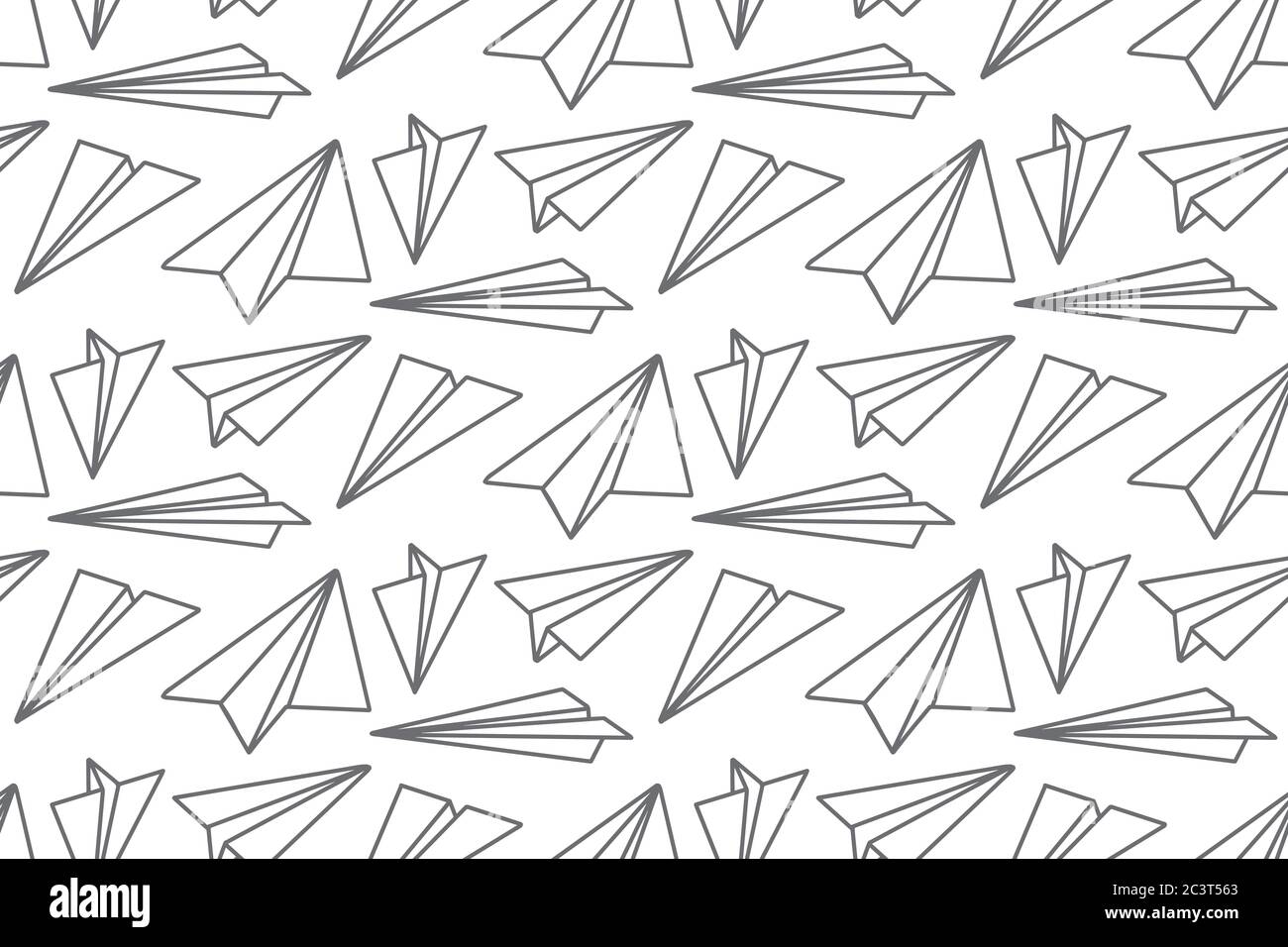 Seamless pattern flight of a paper plane line doodle style vector ...
