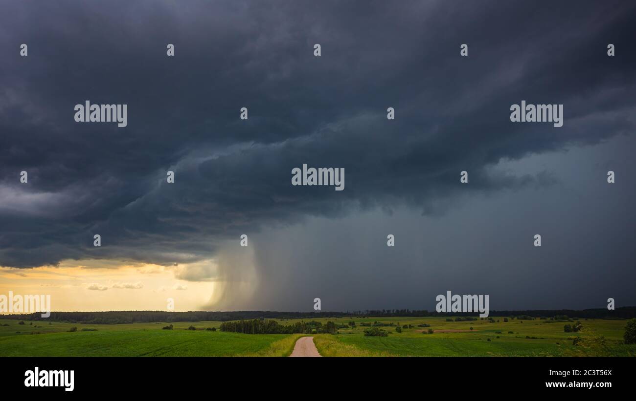 Supercell storm clouds with intense rain, Lithuania Stock Photo - Alamy