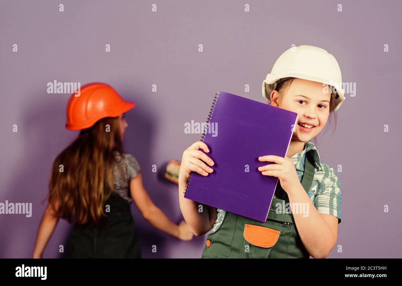 Control renovation process. Kids happy renovating home. Repaint walls ...