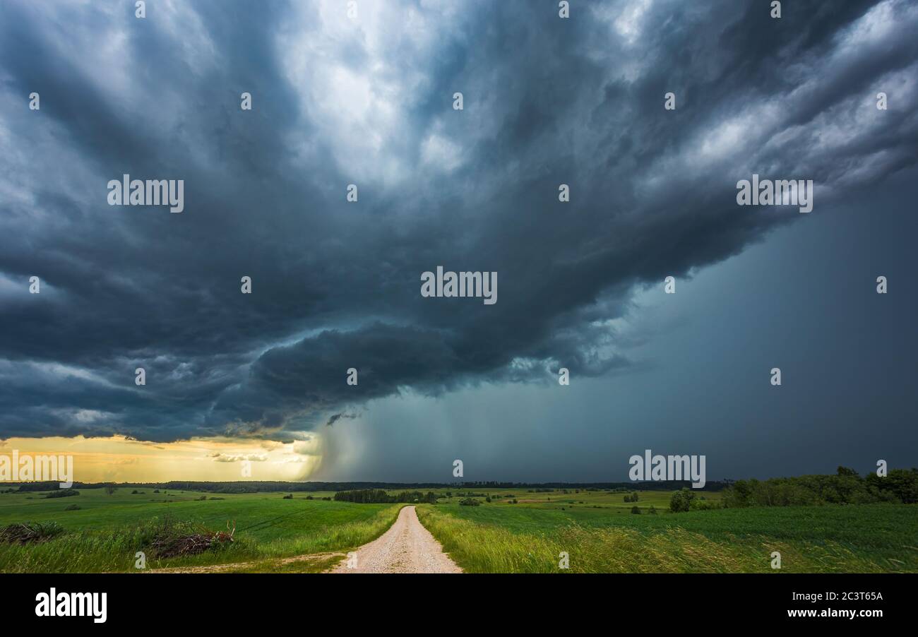 Supercell storm clouds with intense rain, Lithuania Stock Photo - Alamy