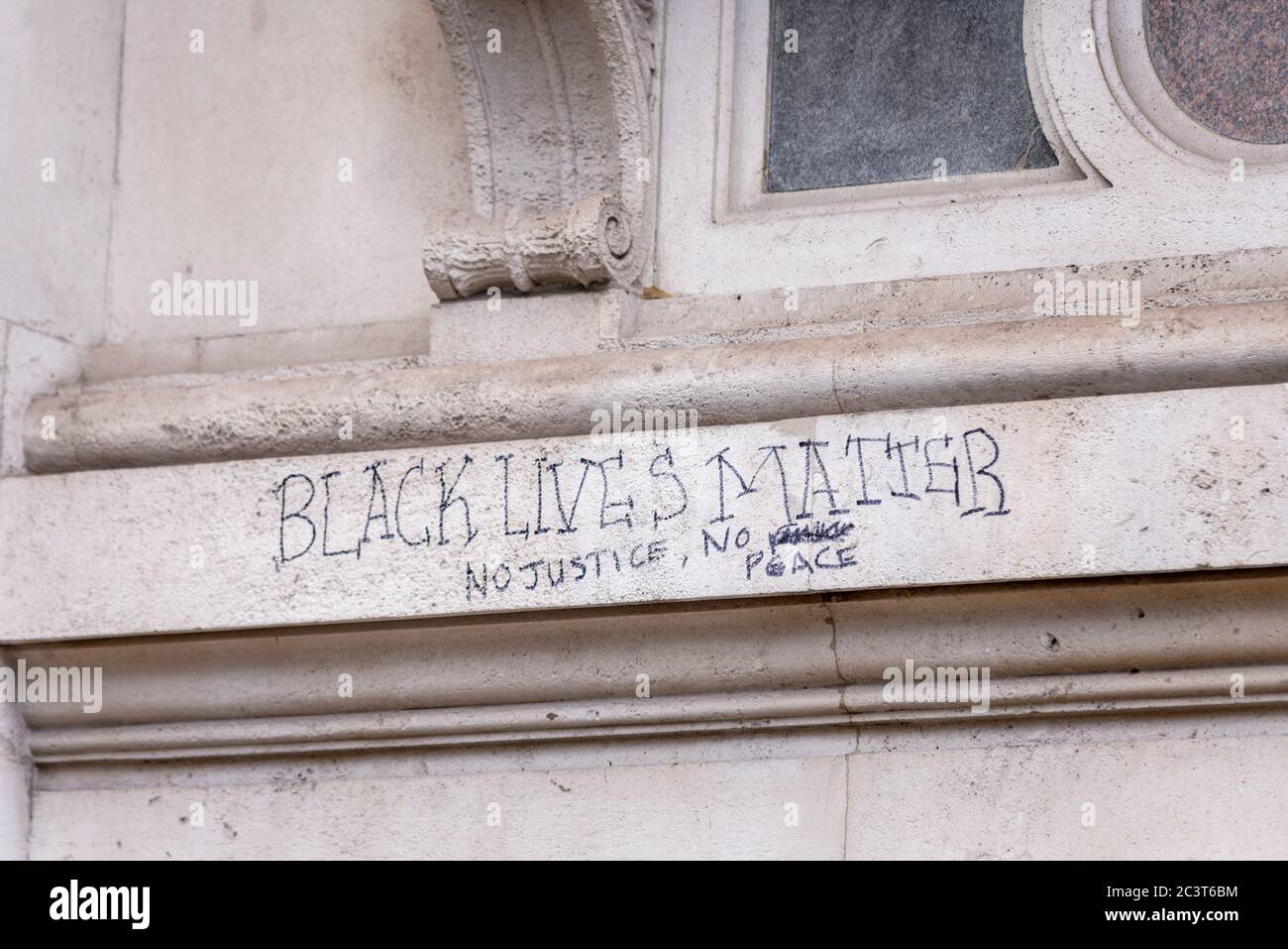 Black Lives Matter graffiti on the Department for Digital, Culture ...