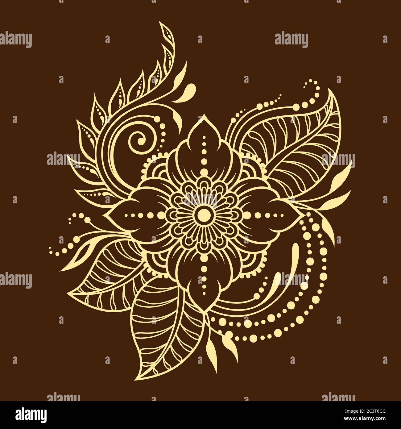 Mehndi flower pattern for Henna drawing and tattoo. Decoration in ethnic oriental, Indian style ...