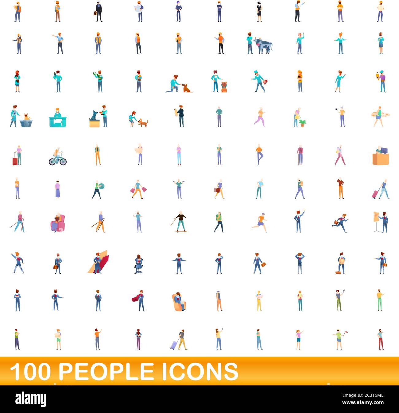 100 people icons set. Cartoon illustration of 100 people icons vector ...