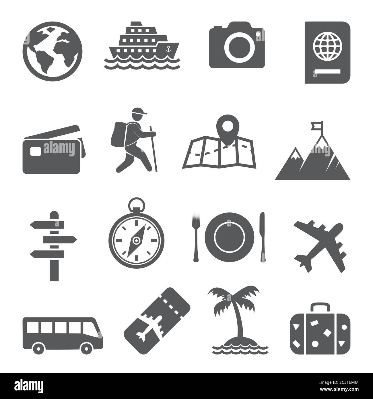 Travel and tourism icon set on white background Stock Vector Image ...